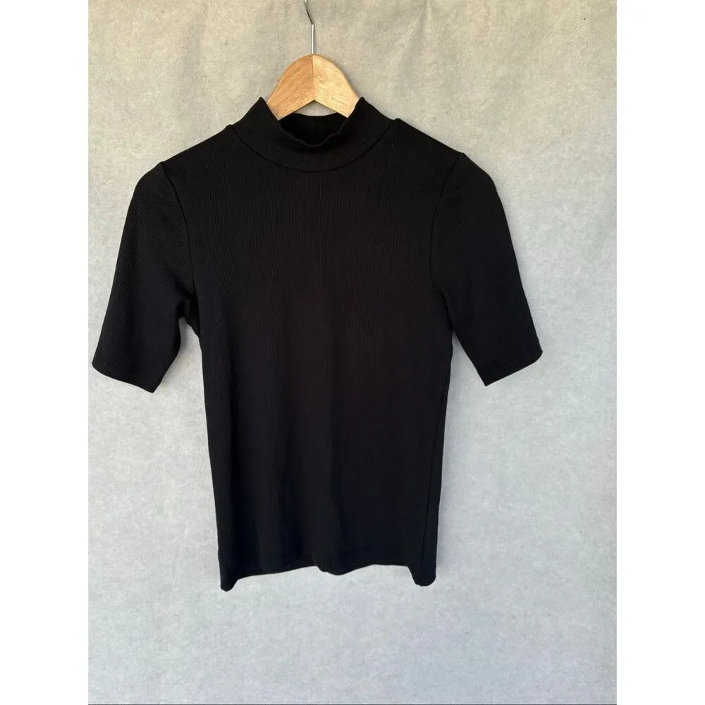Marine Layer | Tops | Marine Layer Ribbed Mock Neck Top Small Black ...